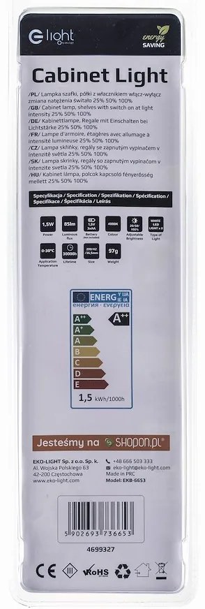 LED svítidlo, 1x LED 1,5w 4000k, w, vypínač