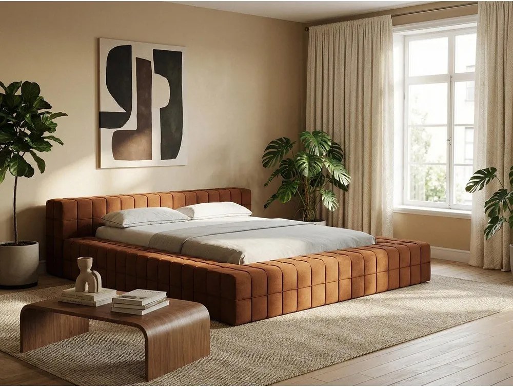 Tmavě šedá čalouněná dvoulůžková postel s roštem 140x200 cm Akela – Makamii