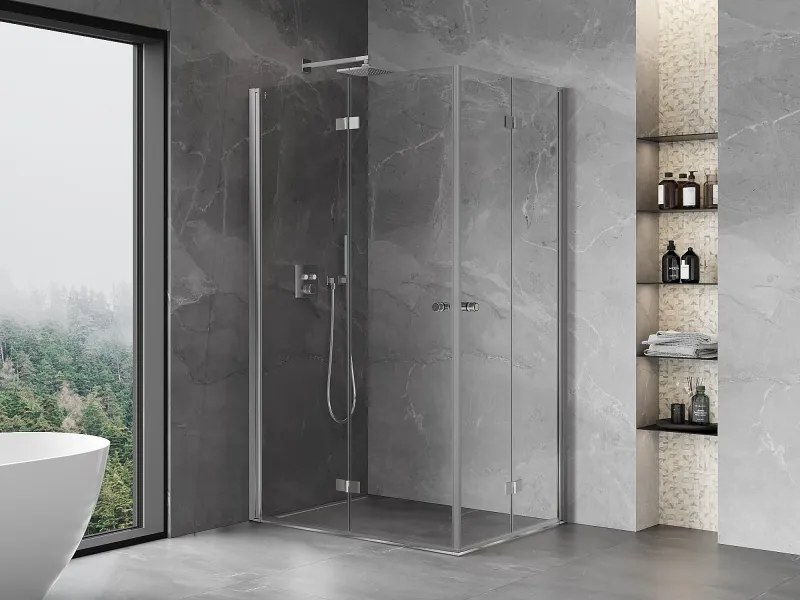 Mexen Mist-F Duo, skládací sprchový kout 85 x 80 cm, čiré sklo, chromový profil, 8A6-085L-080P-01-00