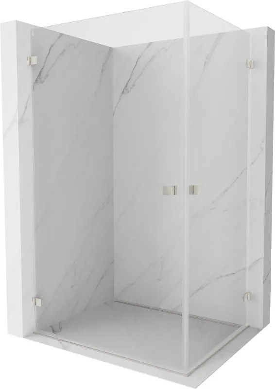 Mexen Lunar-B Duo výklopný sprchový kout 100 x 90 cm, čiré sklo, broušená ocel, 832-100L-090P-97-00