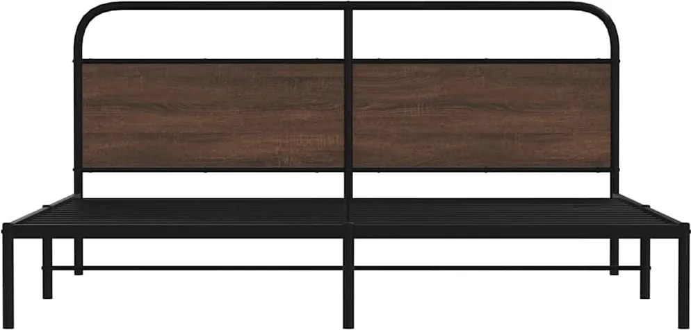 Kovový rám postele bez matrace hnědý dub 200 x 200 cm 3318659