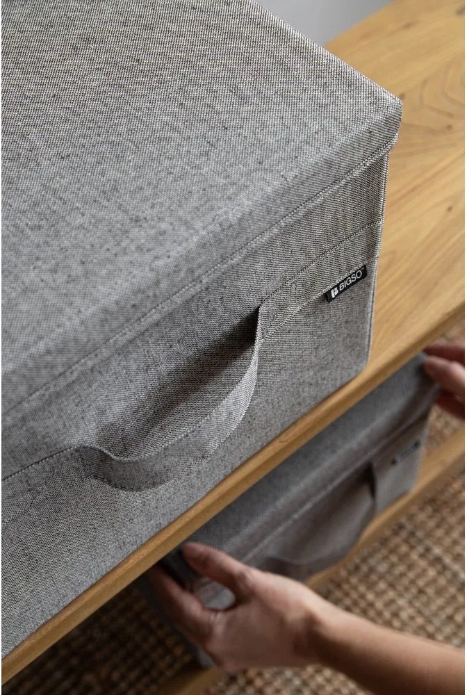 Šedý látkový úložný box s víkem 31x41x22 cm Soft Storage Medium – Bigso