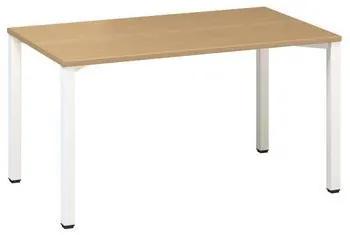 Alfa Office  Konferenční stůl Alfa 420 s bílým podnožím, 140 x 80 x 74,2 cm, rovné provedení, dezén buk