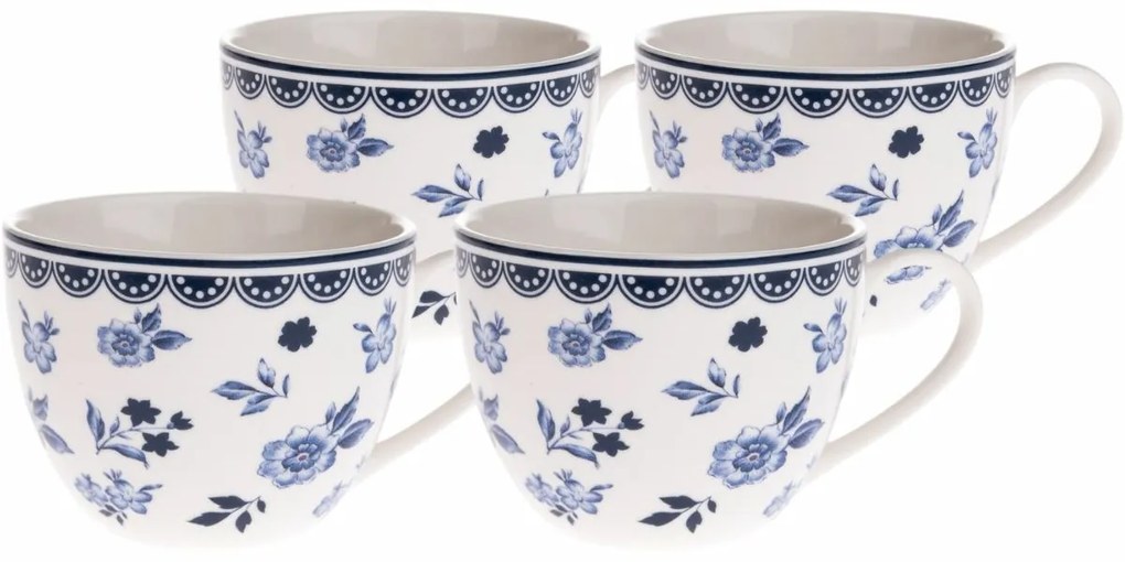 4dílná sada porcelánových šálků Floral, 90 ml