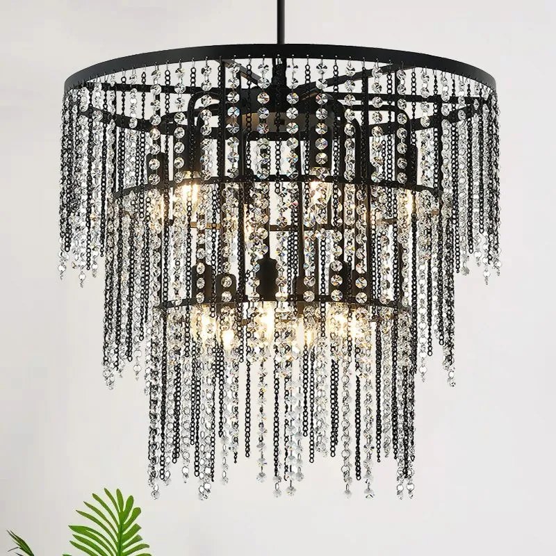 Toolight Toolight, stropní křišťálové svítidlo APP1314-CP Black, černá, OSW-07988