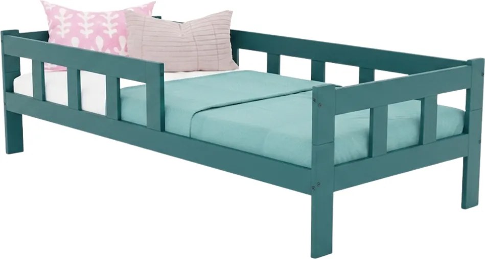 Benlemi Dřevěná jednolůžková postel FENCE 4v1 se zábranou Zvolte barvu: Tmavě šedá, Zvolte rozměr: 80x190 cm, Zvolte zábranu: S otevřeným vstupem