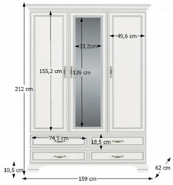 TEMPO Skříň se zrcadlem 3D4S, TIFFY 01