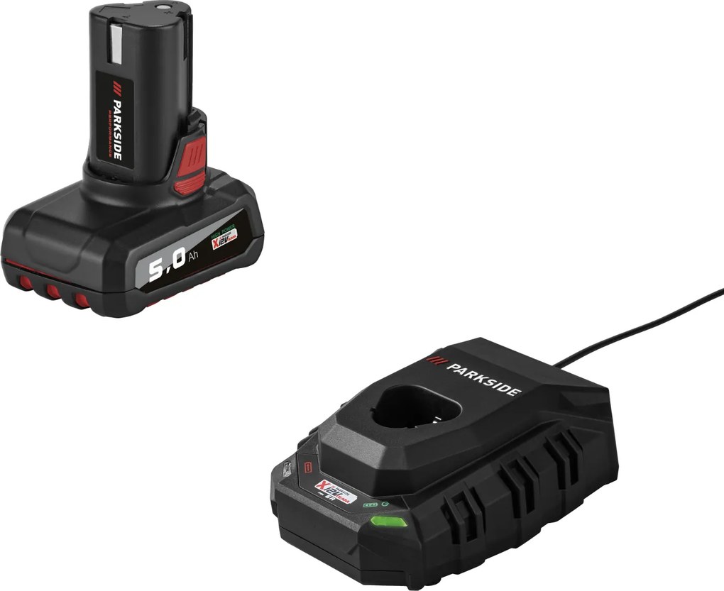 Parkside Performance® Sada akumulátoru 5 Ah Papk 12 5.0 B2 a rychlonabíječky Plgk 12 6.0 B1, 2dílná
