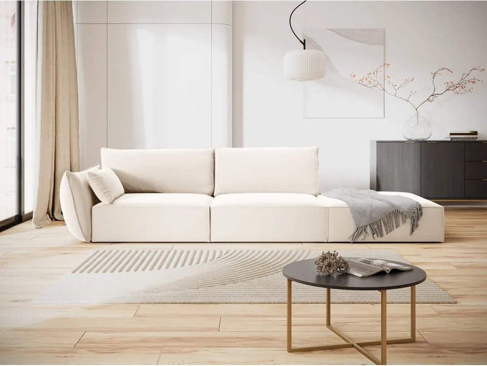 Béžová sametová pohovka levý roh 264 cm Vanda – Mazzini Sofas