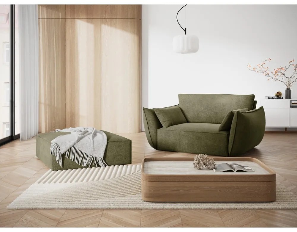 Zelená žinylková podnožka Vanda – Mazzini Sofas