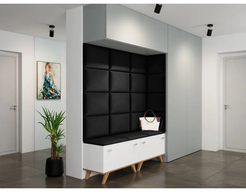 Čalouněný nástěnný panel Pag 40x30, Barva látek:: ekokůže Soft 011 (černá)