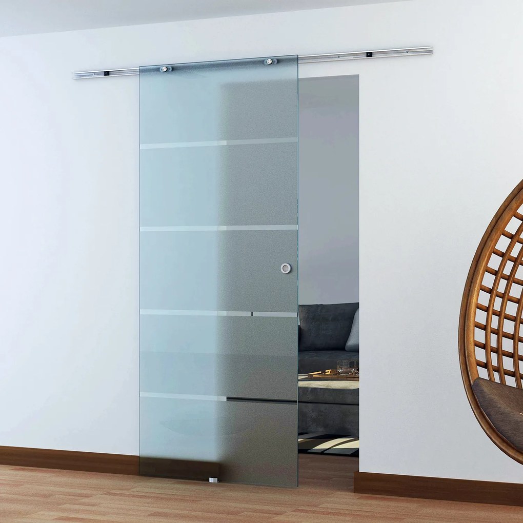 HOMCOM Skleněné posuvné dveře Skleněné dveře Pokojové dveře částečně satinované 775 / 900 / 1025 x 2050 mm