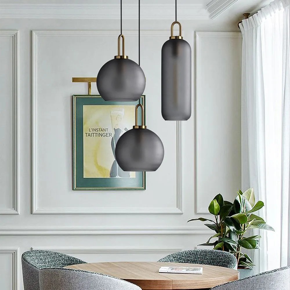 Toolight - Skleněná závěsná svítilna 1xE27 60W APP442-CP, zlatá, OSW-05934