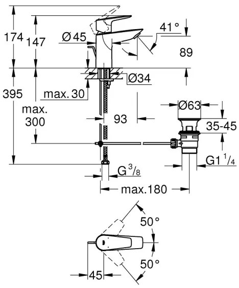GROHE 24196001 - Umyvadlová baterie START velikost S lesklý chrom