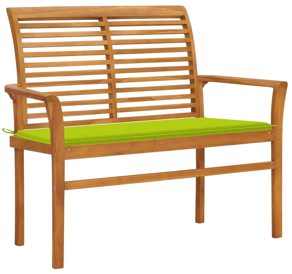 vidaXL Marketos Zahradní lavice s jasně zelenou poduškou 112 cm masivní teak