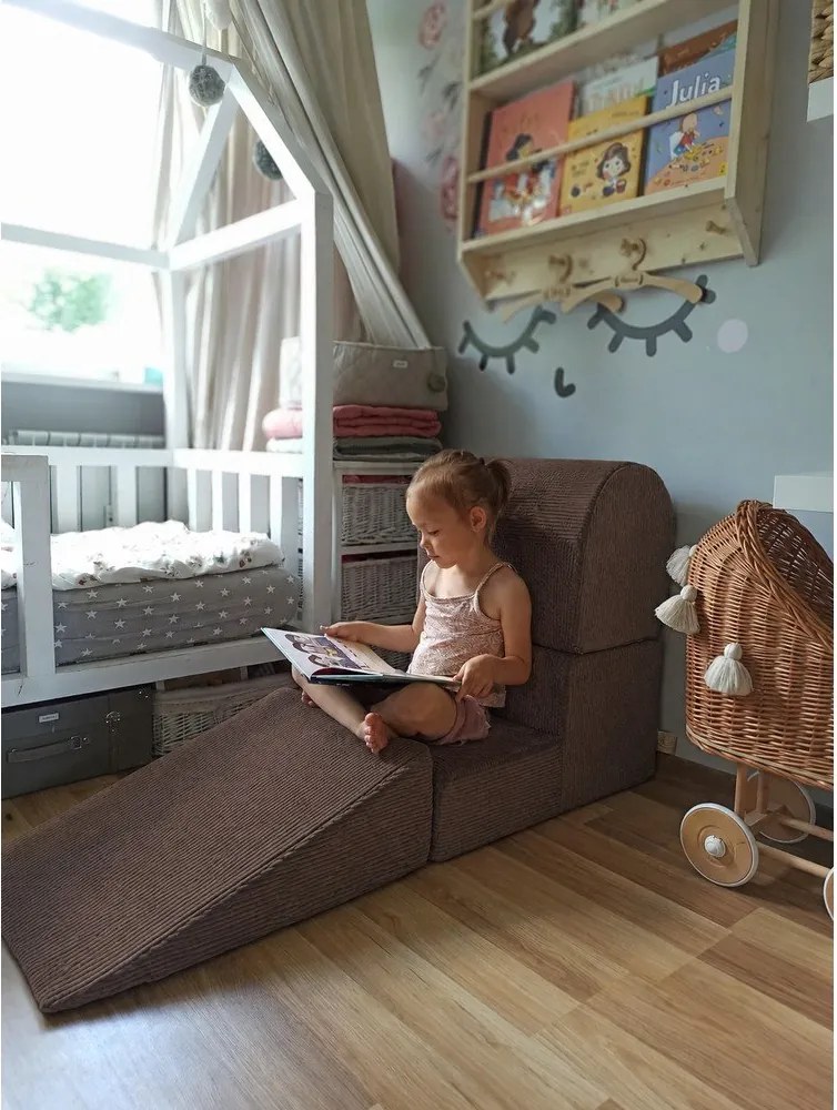 Hnědé manšestrové pěnové hřiště 3 ks výška 30 cm 45x143 cm – Meowbaby