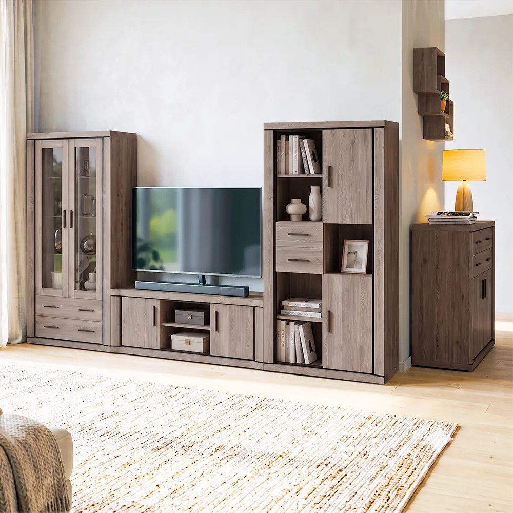 DALLAS t | komoda D1 | 157 cm | se zásuvkami a policemi | dub trufla