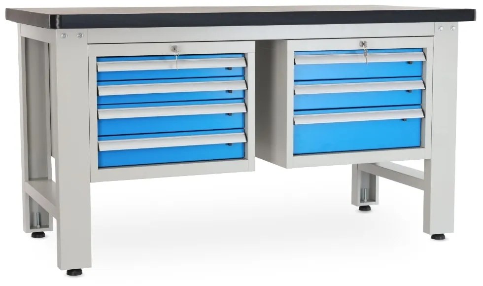 Dílenský stůl Solid MDF-43, 150 cm, 2 závěsné boxy, černá