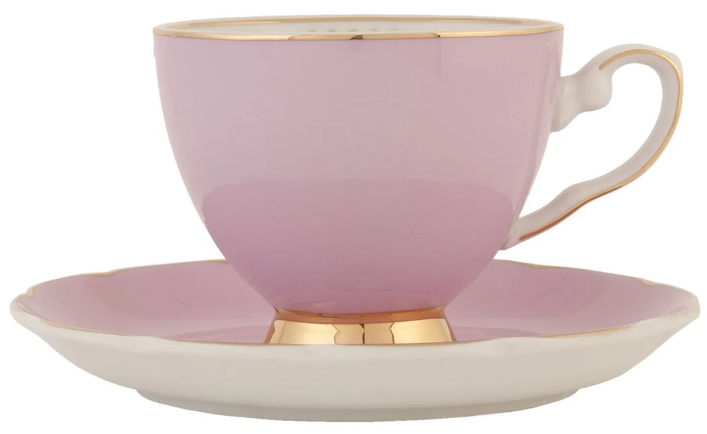 Růžový porcelánový šálek s podšálkem - 0.2 L Clayre & Eef