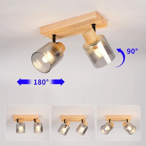 Brilagi - Bodové svítidlo HYGGE 2xE14/15W/230V kaučukovník/kouřová