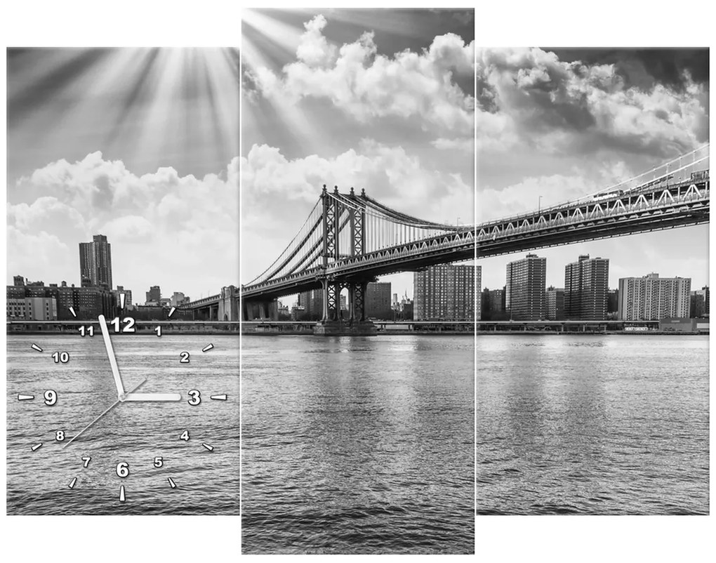 Gario Obraz s hodinami Brooklyn New York - 3 dílný Rozměry: 100 x 70 cm
