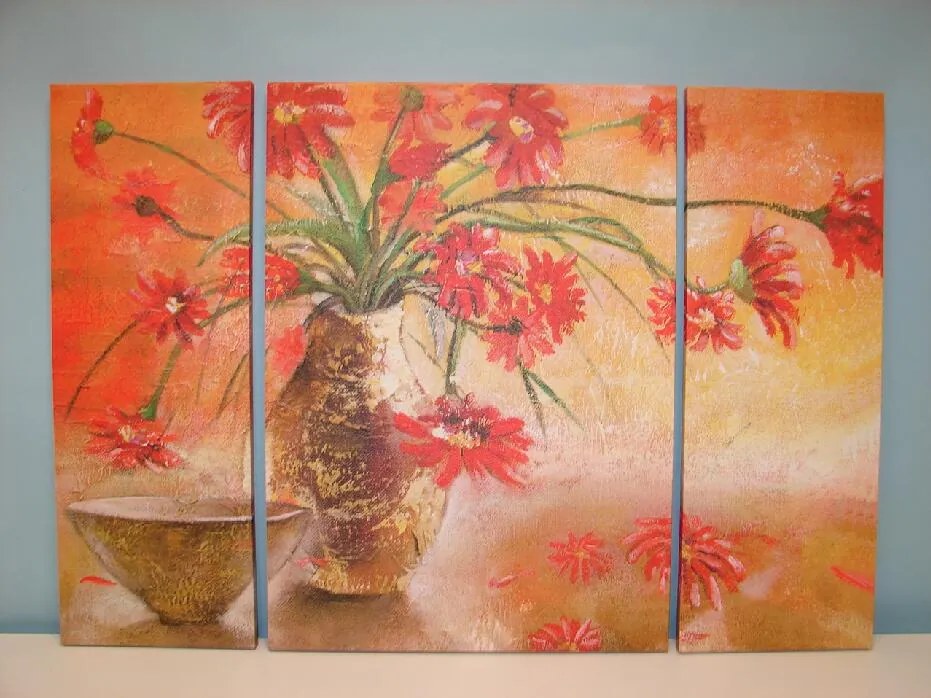 3-dílný obraz "RED FLOWERS" 100x70x2cm