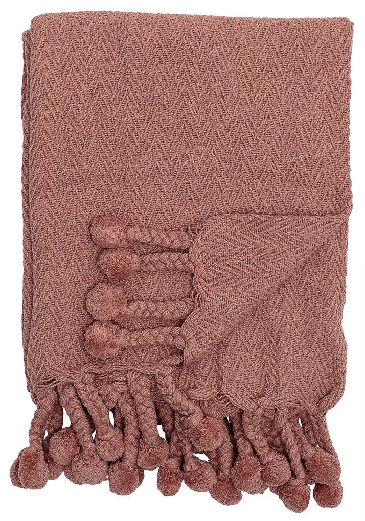 Bloomingville Bavlněný přehoz Cotton Red Throw, červená barva, textil