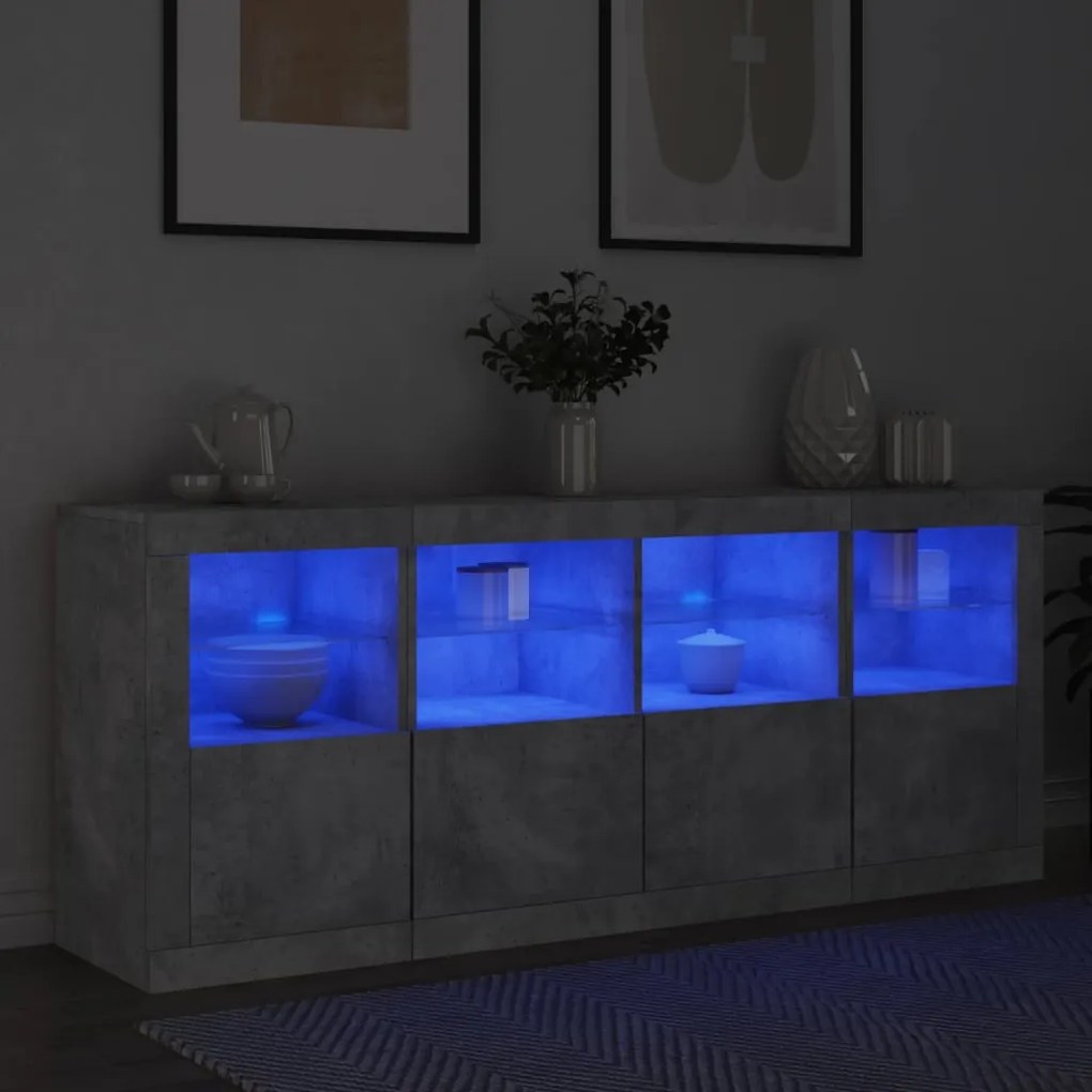 Příborník s LED osvětlením betonově šedý 163 x 37 x 67 cm 3209075
