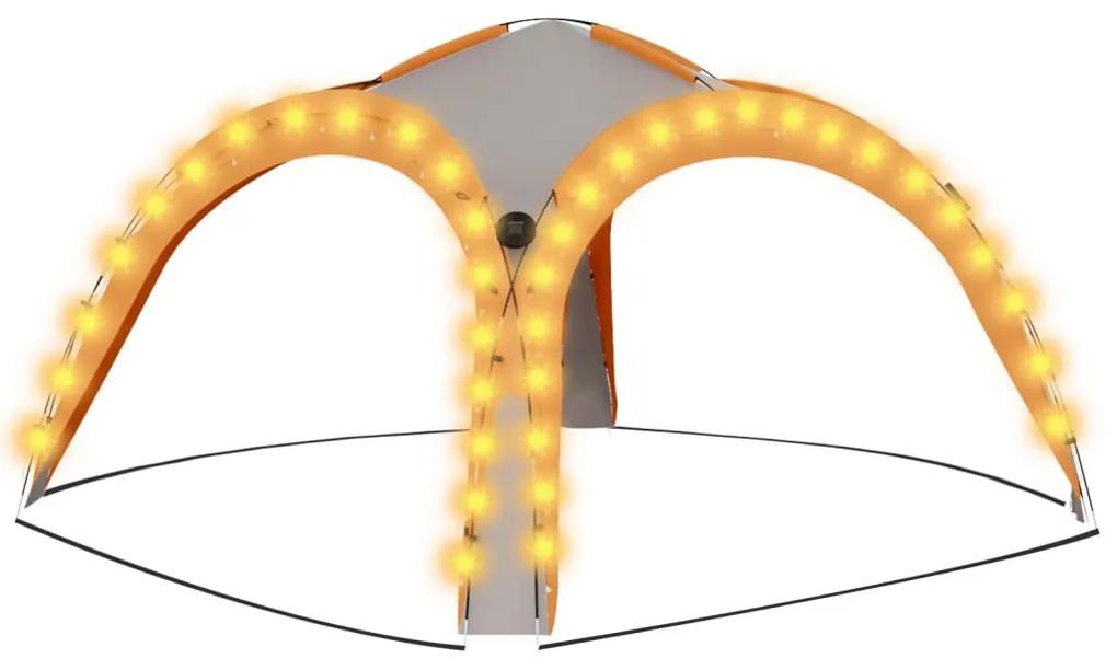 vidaXL Party stan s LED 4 boční stěny 3,6x3,6x2,3 m šedý a oranžový