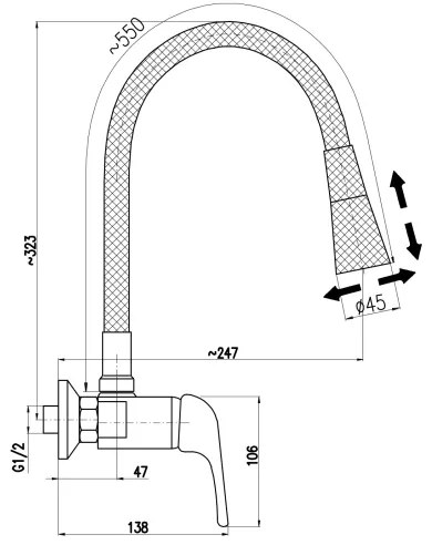 RAV Slezák SA002.5/13CB - Dřezová baterie SAZAVA 32,3 cm bílá/lesklý chrom