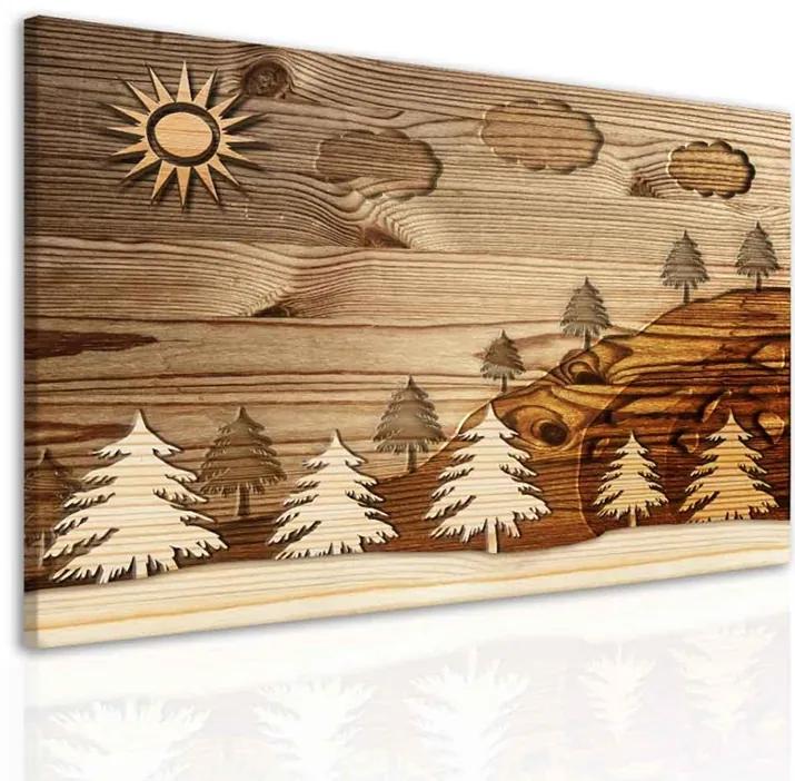 Imitace dřevěného obrazu - les (40x30 cm) - InSmile ®