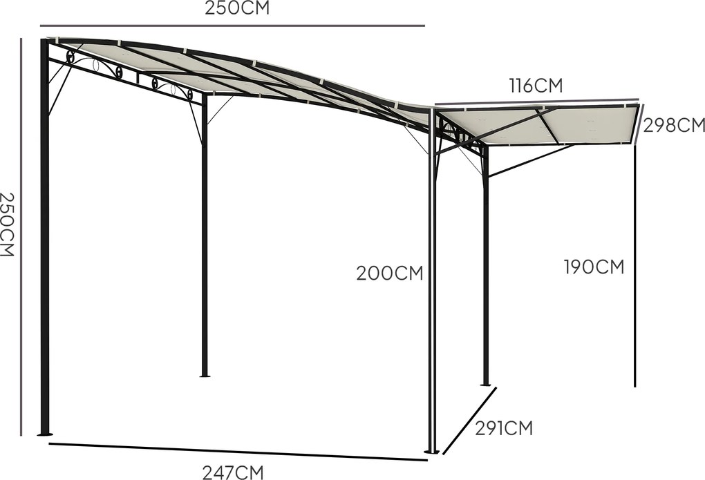 Pavilon se skládací střešní nástavbou odolný proti povětrnostním vlivům 3 x 2,5 m krémově bílý