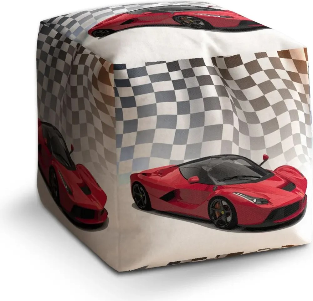 Sablio Taburet Cube Ferrari Závodní vlajka - 50x50x50 cm