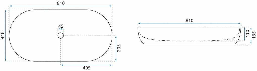 Keramické umyvadlo na desku REA CLEO 81 cm béžový mramor