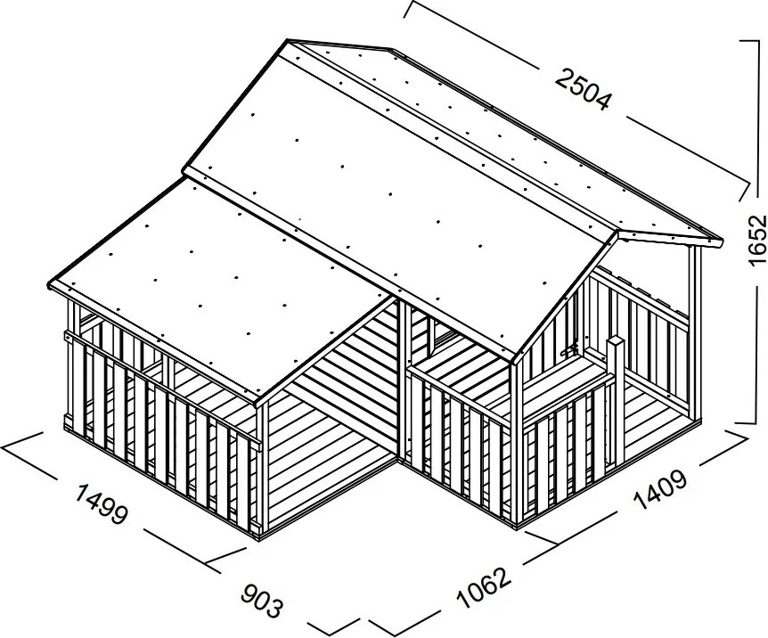 4iQ BLANKA Dětský zahradní domeček s přístřeškem 250x141cmx165cm
