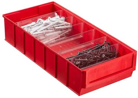 Allit Plastový regálový box ShelfBox typ E - 183 x 400 x 81 mm, 8 ks, červený