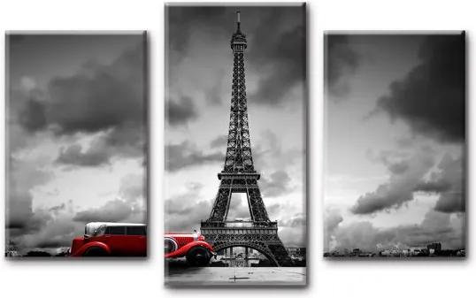 3-dílný obraz - Eiffelova věž s autem
