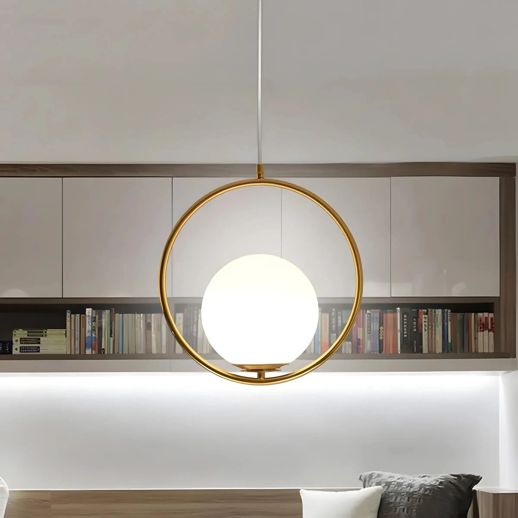 Toolight Toolight, stropní lampa visící skleněná koule z bílého zlata G109-1W Gold, OSW-09734