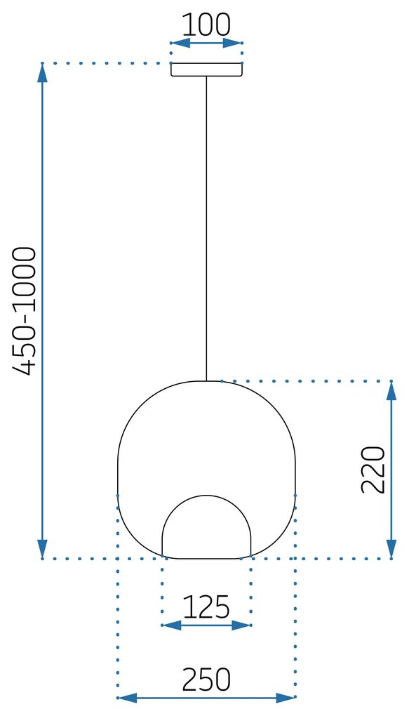 Toolight - závěsná skleněná svítilna s kouřového skla E27 60W APP1027-1CP, černá, OSW-01154