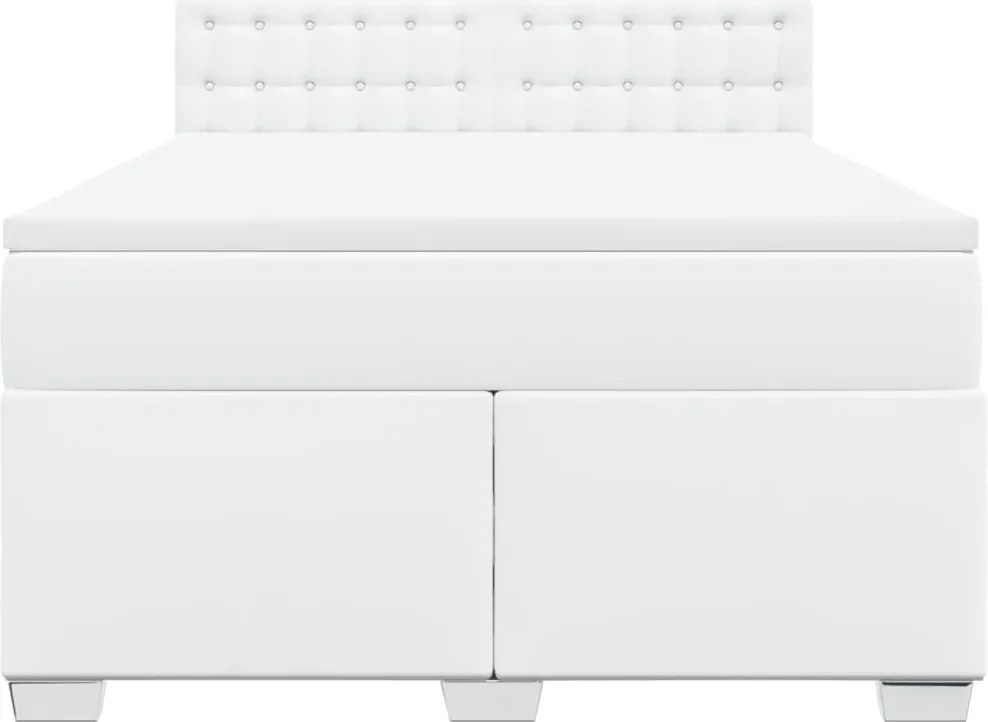 Box spring postel s matrací bílá 160x200 cm umělá kůže 3286129
