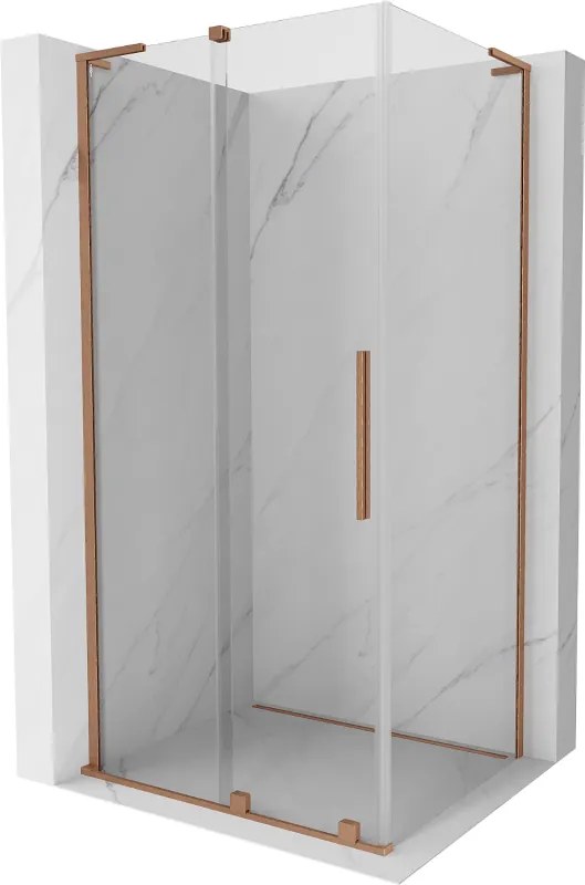 Mexen Velar L, sprchový kout s posuvnými dveřmi 120 x 75 cm, 8mm čiré sklo, měděná matná, 871-120-075-03-65