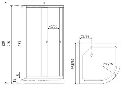 NIKIDO Sprchový box  OVIEDO 80x80 nebo 90x90 Rozměry: 90 x 90 cm