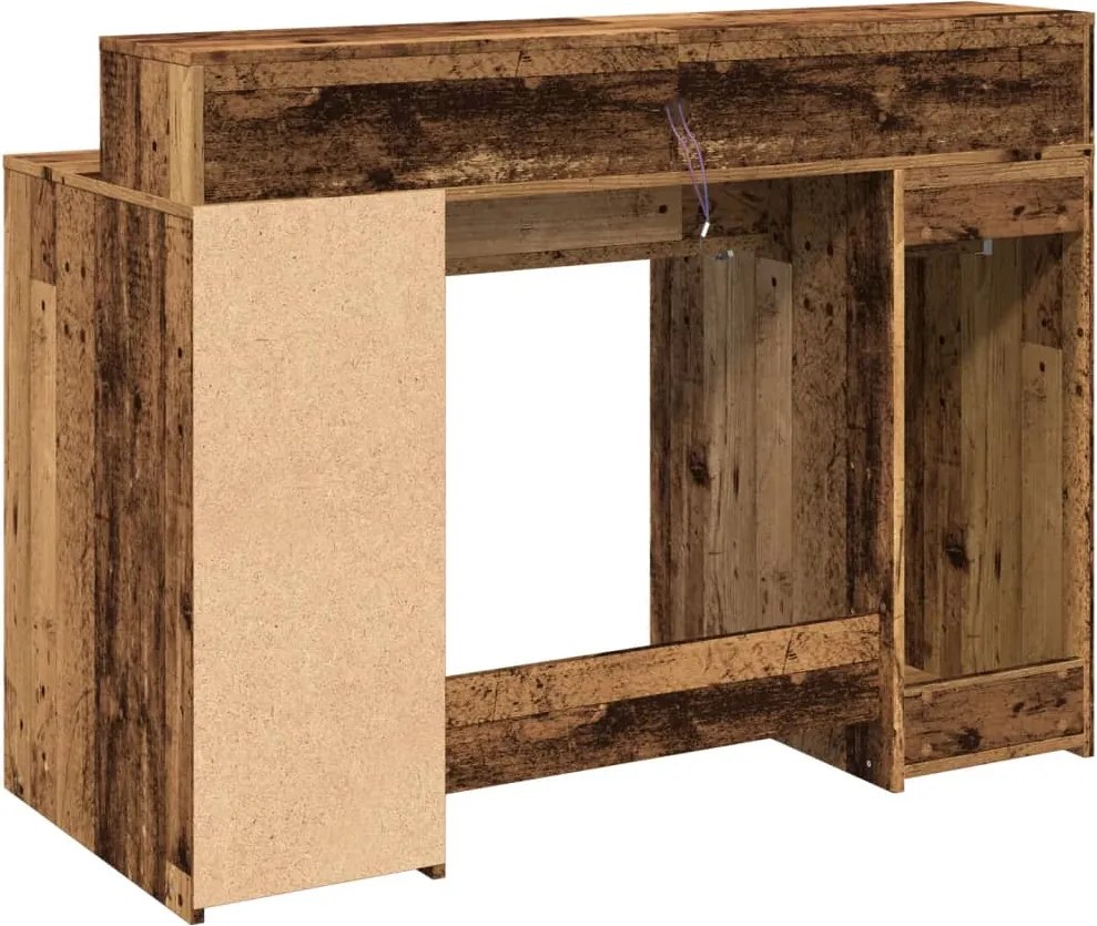 Psací stůl s LED světly old wood 120x55x91 cm kompozitní dřevo 3309418