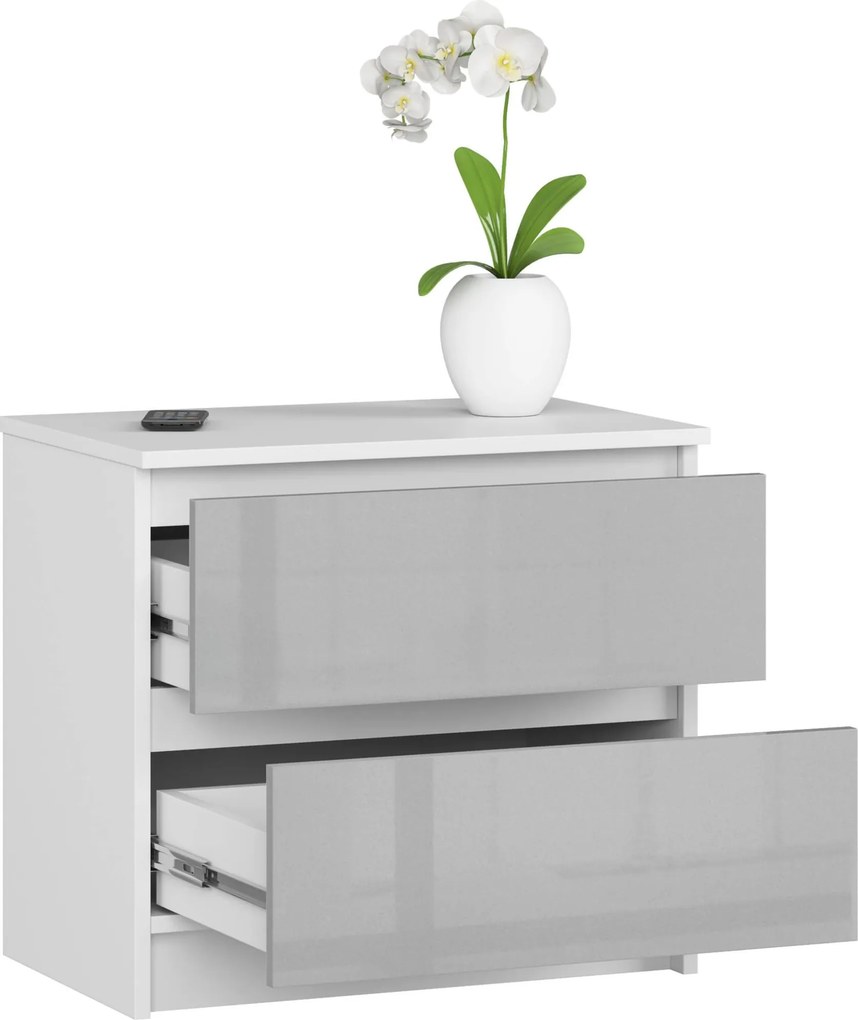 Komoda Liv 60 cm bílá/šedá lesklá