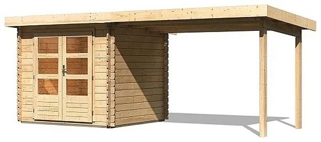 Dřevěný zahradní domek BASTRUP 2 s přístavkem Lanitplast Přírodní dřevo