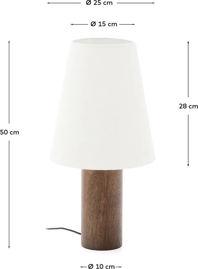Bílá/v tmavě přírodní barvě stolní lampa s textilním stínidlem (výška 49,5 cm) Marga – Kave Home