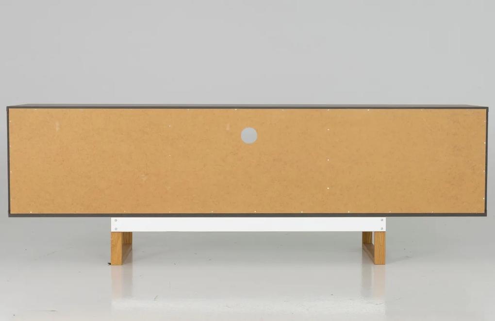 Matně antracitově šedý lakovaný dřevěný TV stolek Tenzo Birka 177 x 43 cm