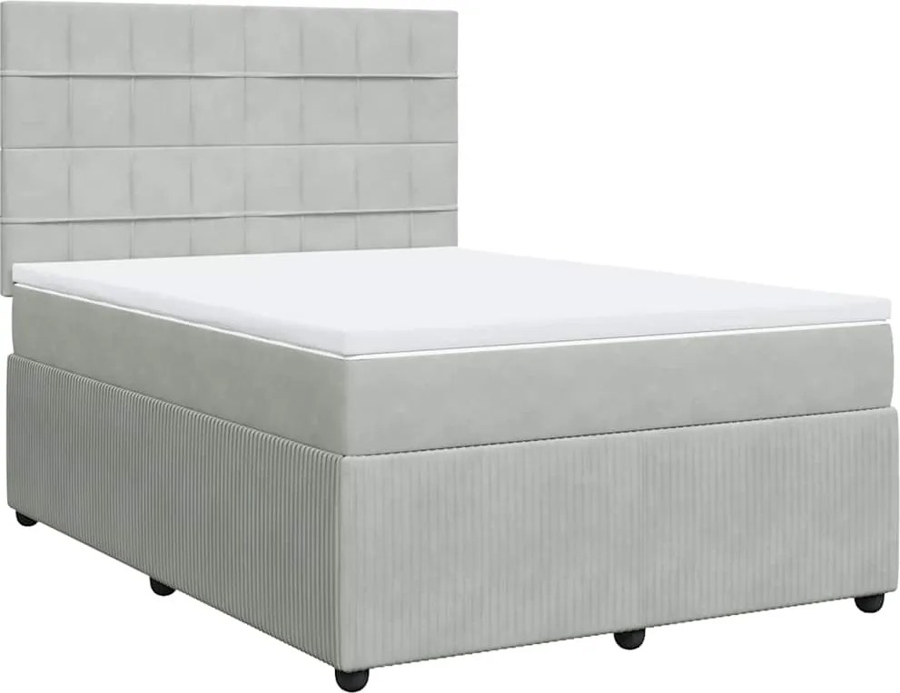 Box spring postel s matrací světle šedá 160x200 cm samet 3294682