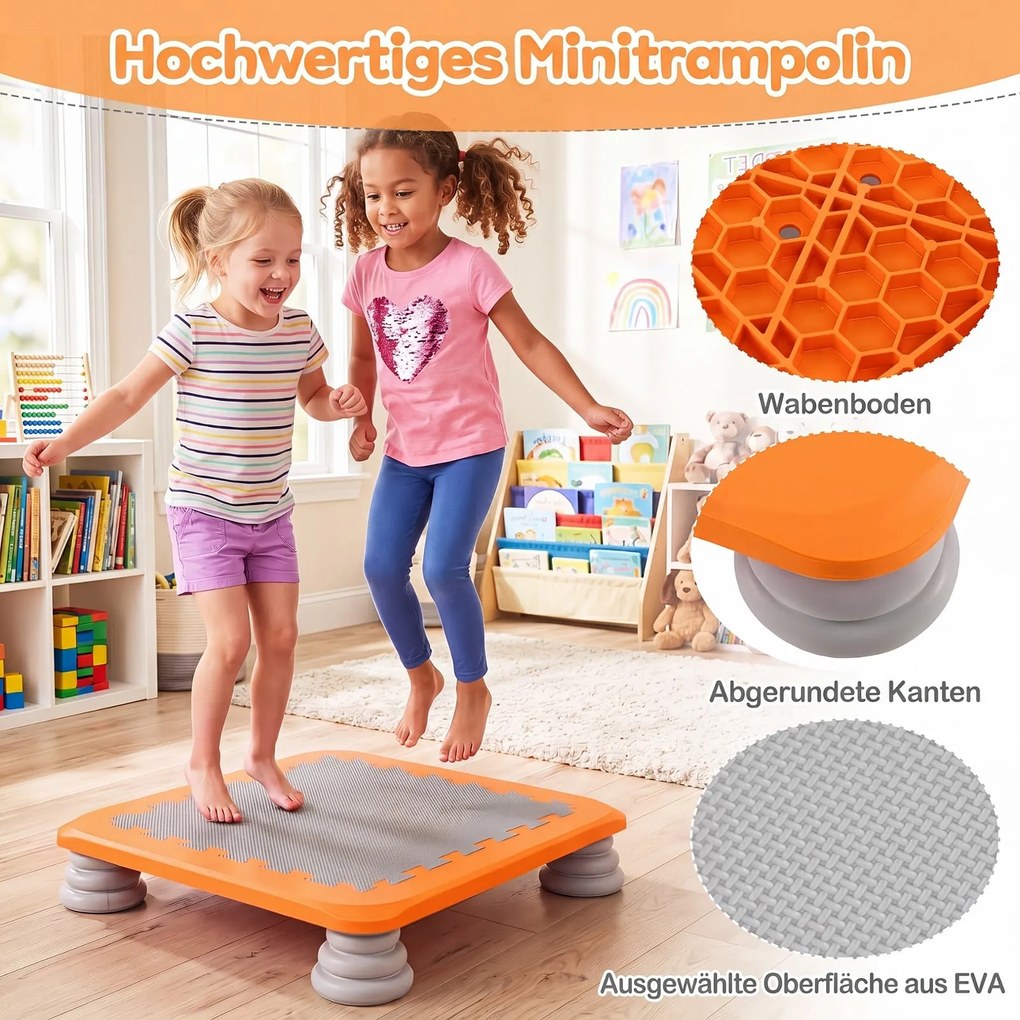 Costway Mini trampolína pro děti 65 cm velký trampolína odrazový – pomerančový