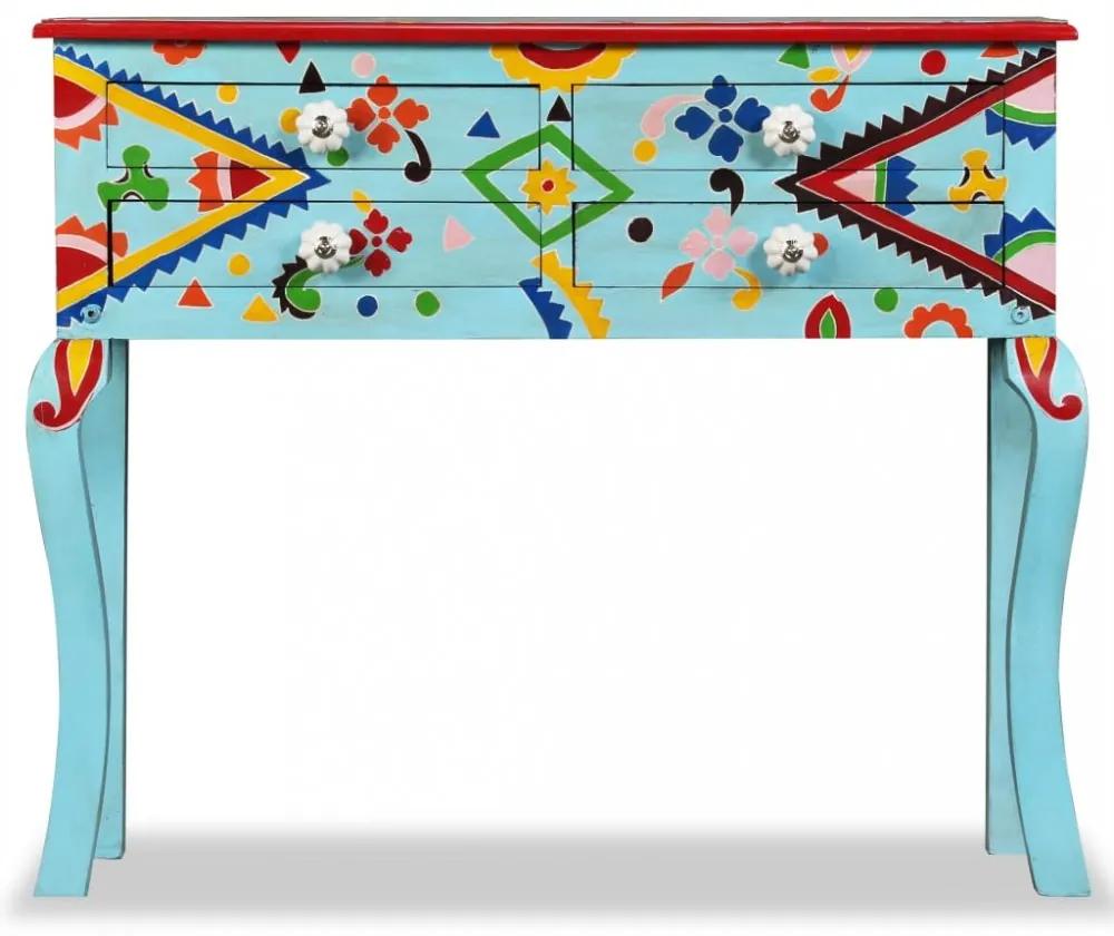 Odkládací stolek ručně malovaný Dekorhome Tyrkysová